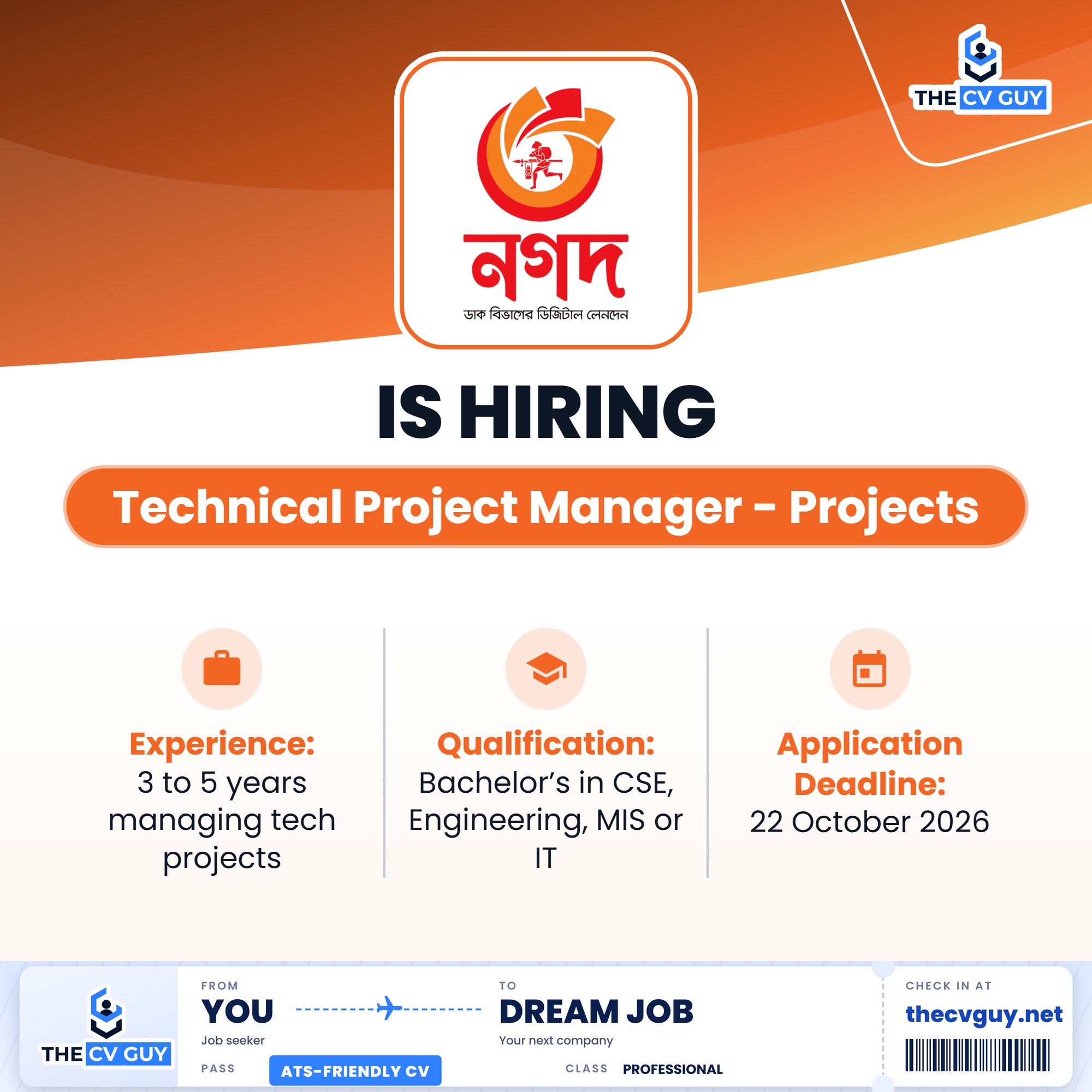 Nagad Job Circular 2026 | Technical Project Manager - Projects | The CV Guy